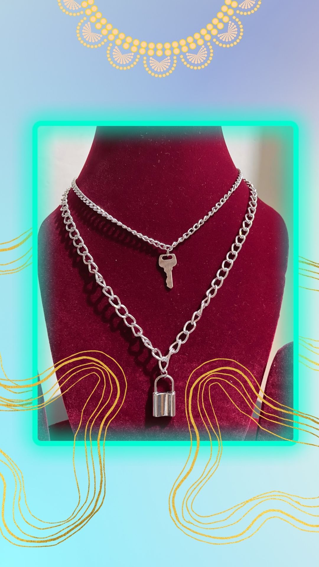 Amazing Lock and Key Necklace Design for Girls and Women